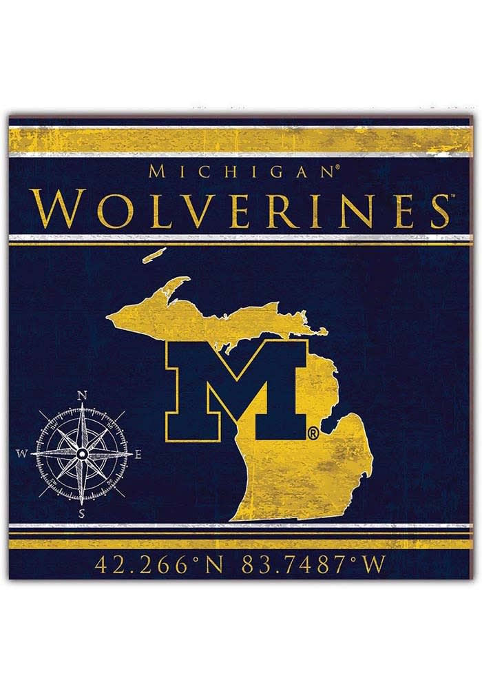 Michigan Wolverines Coordinates Sign BLUE - 326206456