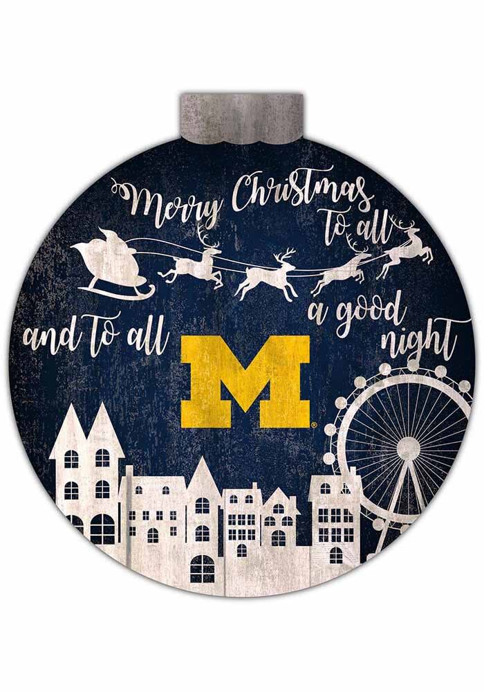 Michigan Wolverines Christmas Village Sign BLUE - 326206475