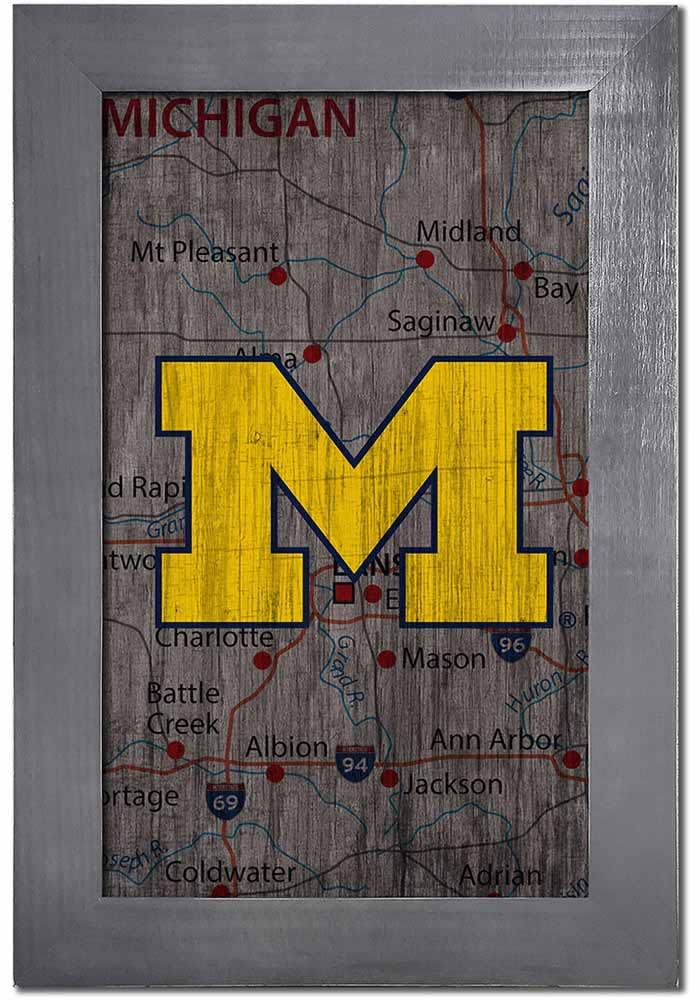Michigan Wolverines City Map Sign BLUE - 326206587