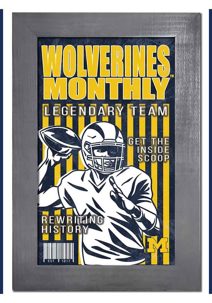 Michigan Wolverines BLUE 11x19 Framed Monthly Sign - 326206615