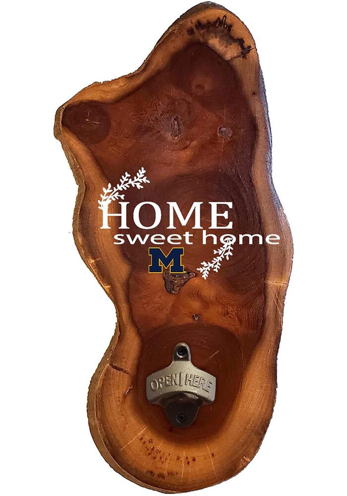 Michigan Wolverines Home Sweet Home Wood Slab Sign Blue