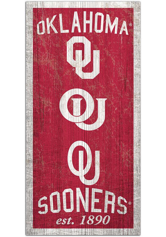 Oklahoma Sooners 6X12 Heritage Logos Sign Red - 32620663