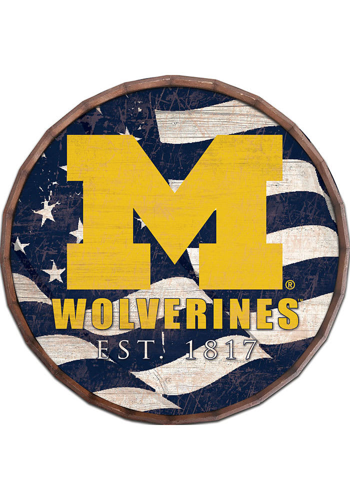 Michigan Wolverines BLUE Flag 24 Inch Barrel Top Sign - 326206652