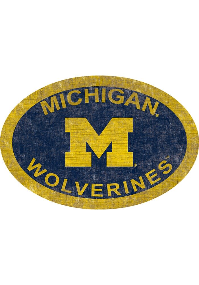 Michigan Wolverines BLUE 46 Inch Oval Team Sign - 326206654