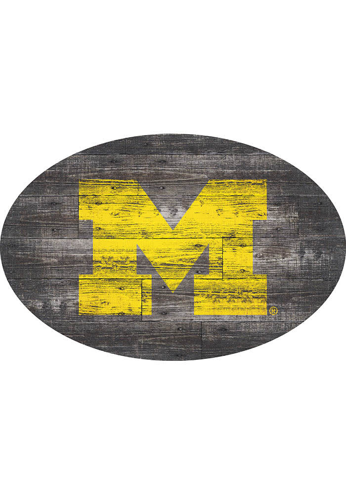 Michigan Wolverines BLUE 46 Inch Distressed Wood Sign - 326206655
