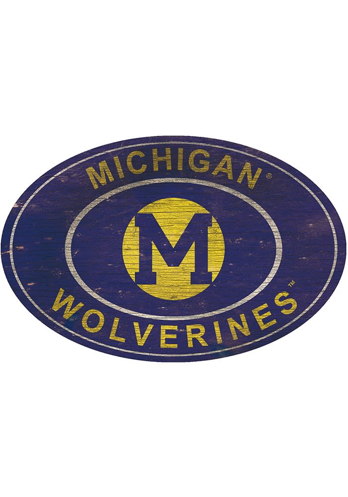 Michigan Wolverines BLUE 46 Inch Heritage Oval Sign - 326206656