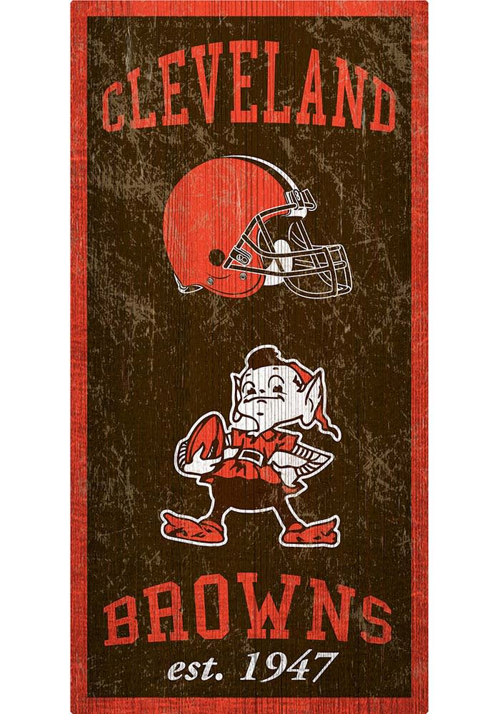 Cleveland Browns 6X12 Heritage Logos Sign BROWN - 32620667