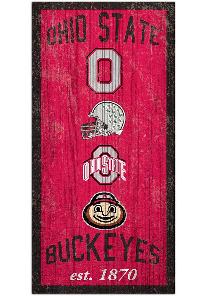 Ohio State Buckeyes Red 6X12 Heritage Logos Sign - 32620676