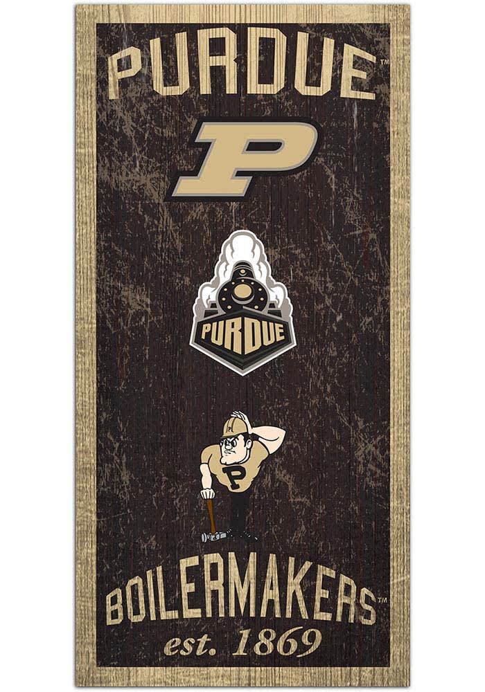 Purdue Boilermakers GOLD 6X12 Heritage Logos Sign - 32620681