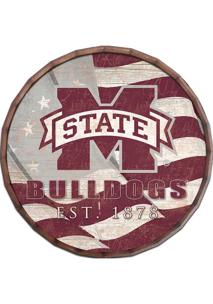 Mississippi State Bulldogs Flag 24 Inch Barrel Top Sign MAROON - 326206957