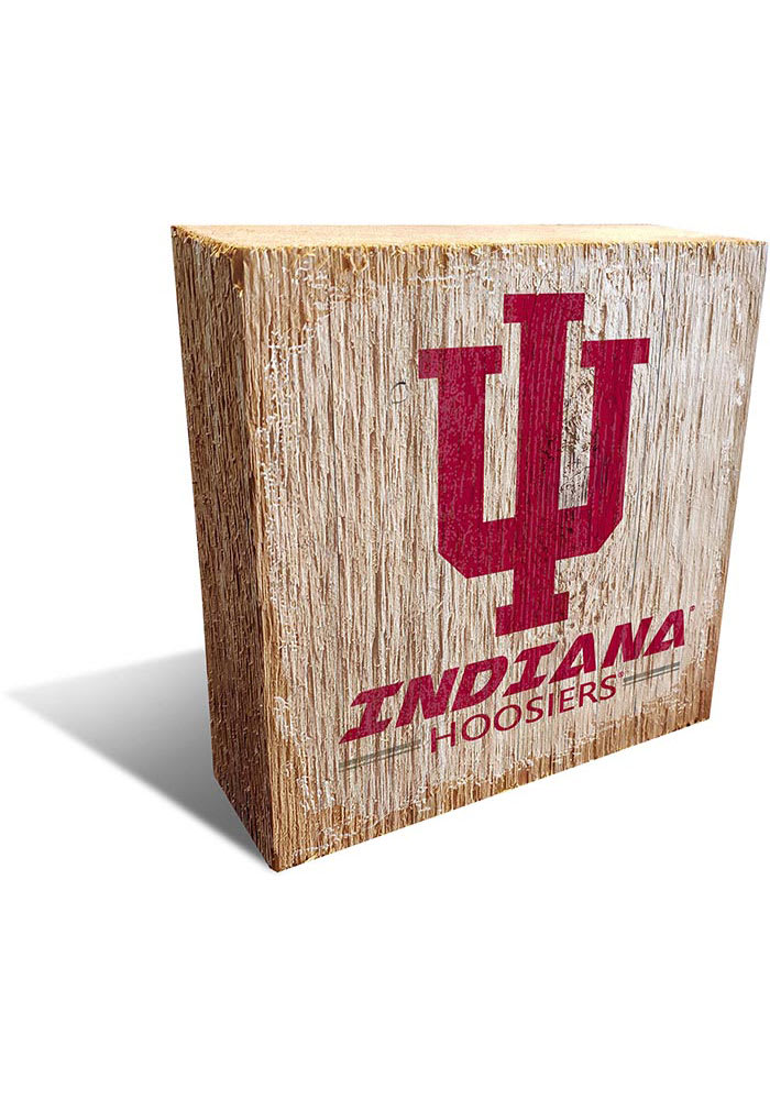 Indiana Hoosiers Red Team Logo Block Sign - 32620697