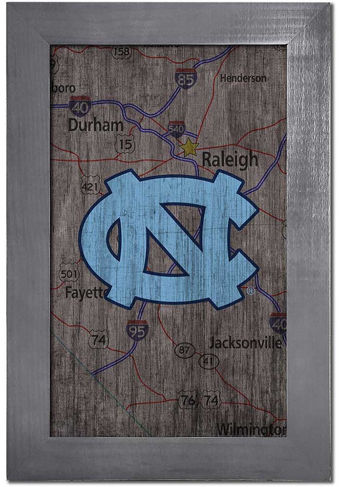 North Carolina Tar Heels City Map Sign Blue - 326207413