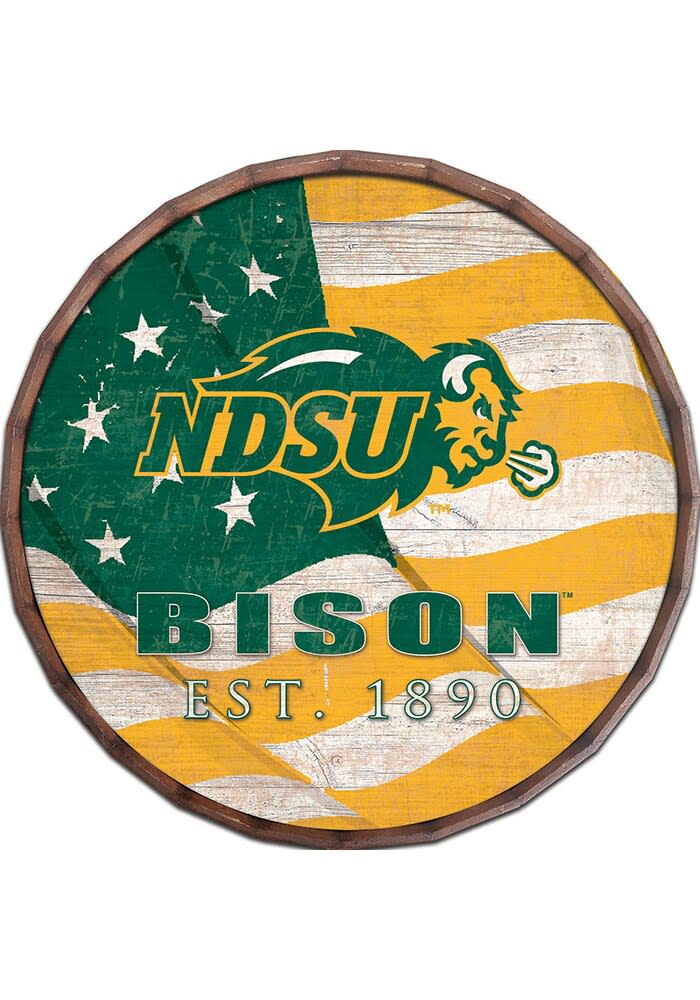 North Dakota State Bison Flag 16 Inch Barrel Top Sign GREEN - 326207729