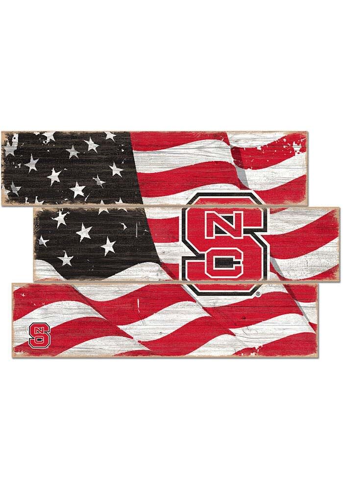 NC State Wolfpack Flag 3 Plank Sign RED - 326207983