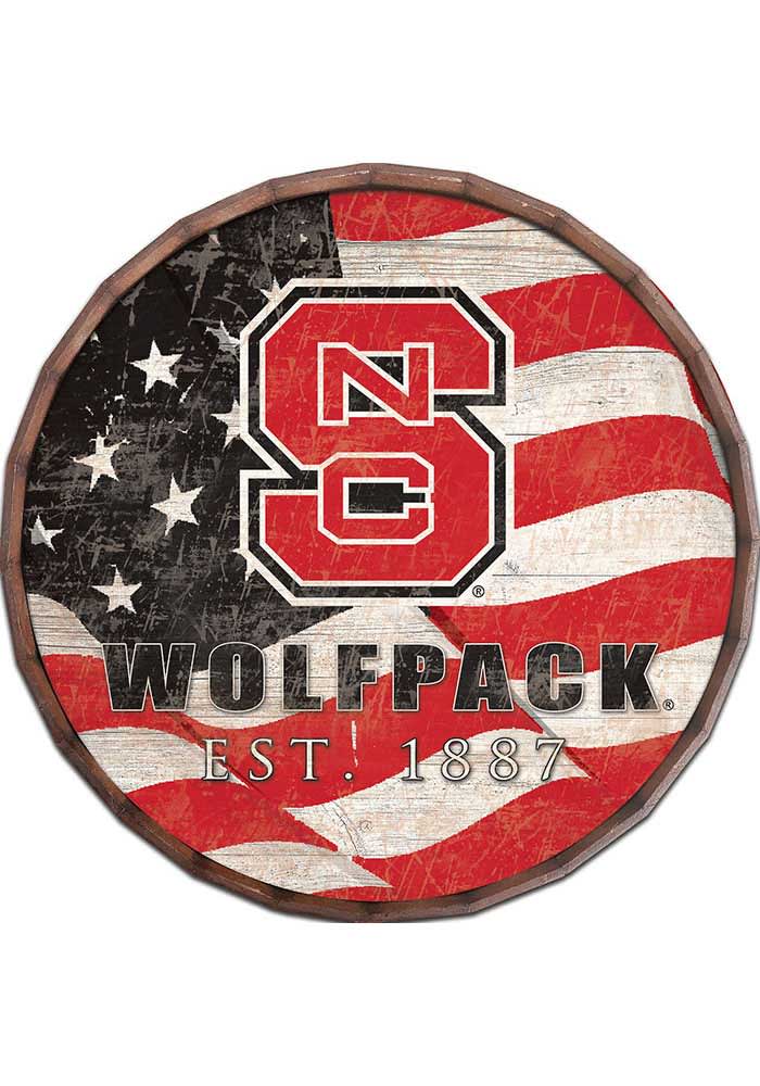 NC State Wolfpack Flag 24 Inch Barrel Top Sign RED - 326208012