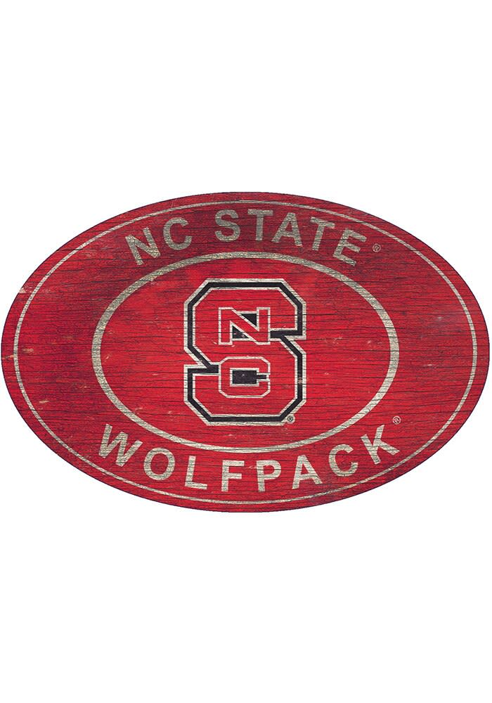 NC State Wolfpack 46 Inch Heritage Oval Sign RED - 326208016