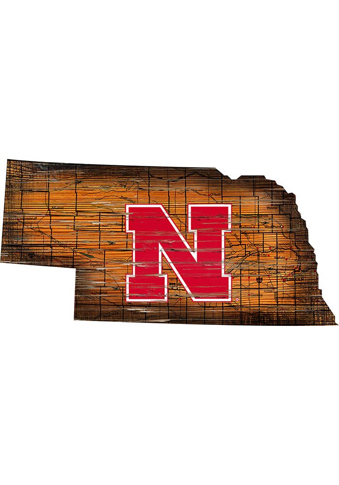 Nebraska Cornhuskers Red Mini Roadmap State Sign - 326208105
