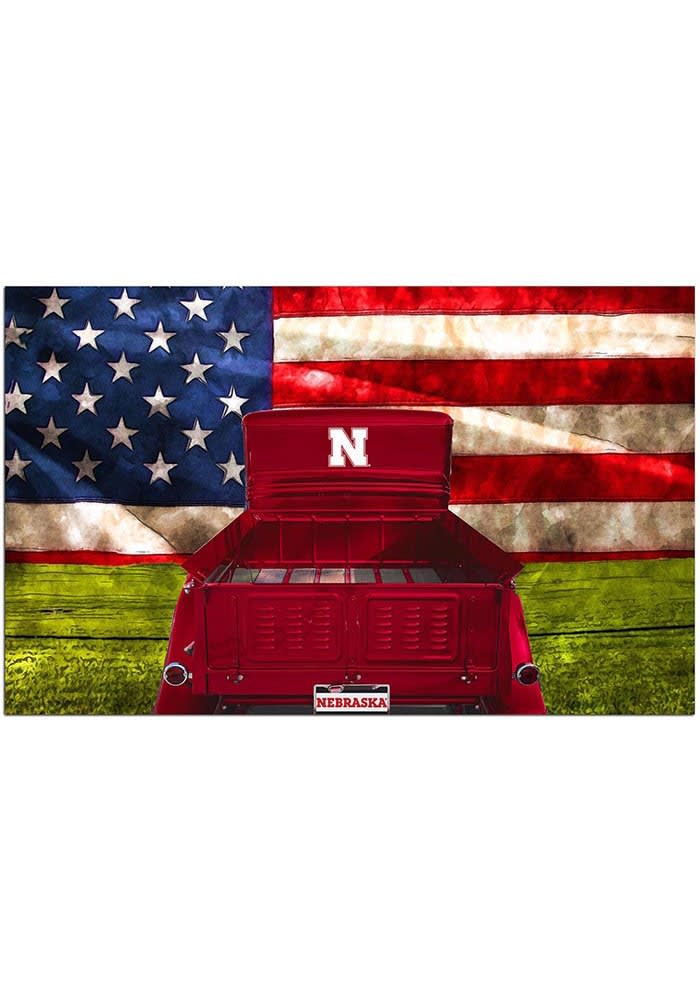 Nebraska Cornhuskers Patriotic Retro Truck Sign Red - 326208192