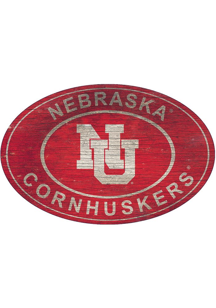 Nebraska Cornhuskers Red 46 Inch Heritage Oval Sign - 326208282