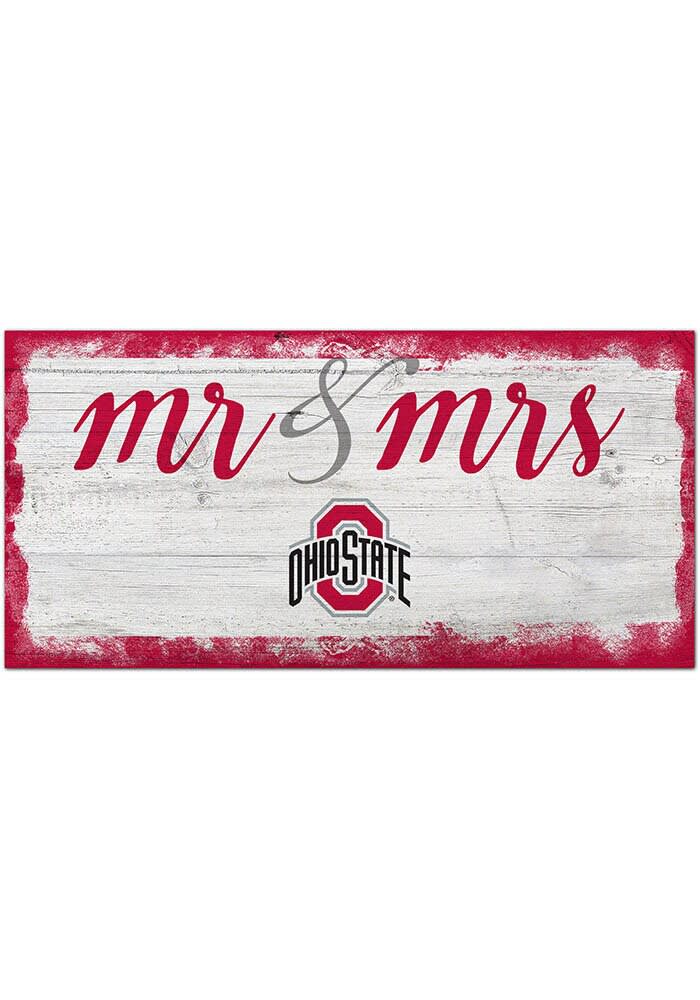 Ohio State Buckeyes Script Mr and Mrs Sign Red - 326208307