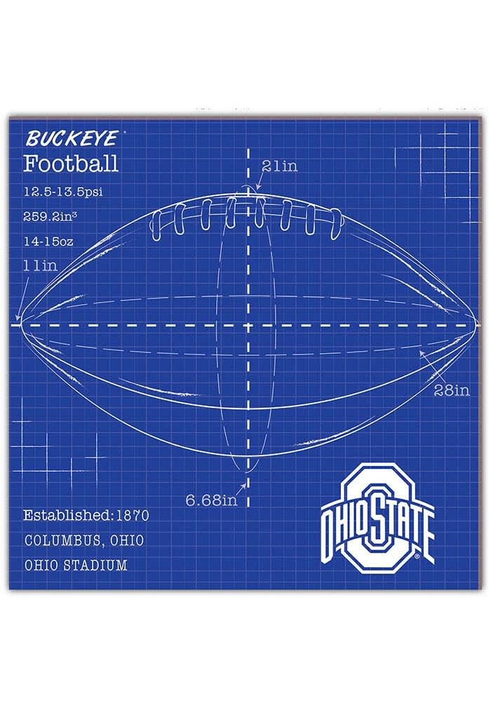 Ohio State Buckeyes Red Ball Blueprint Sign - 326208332