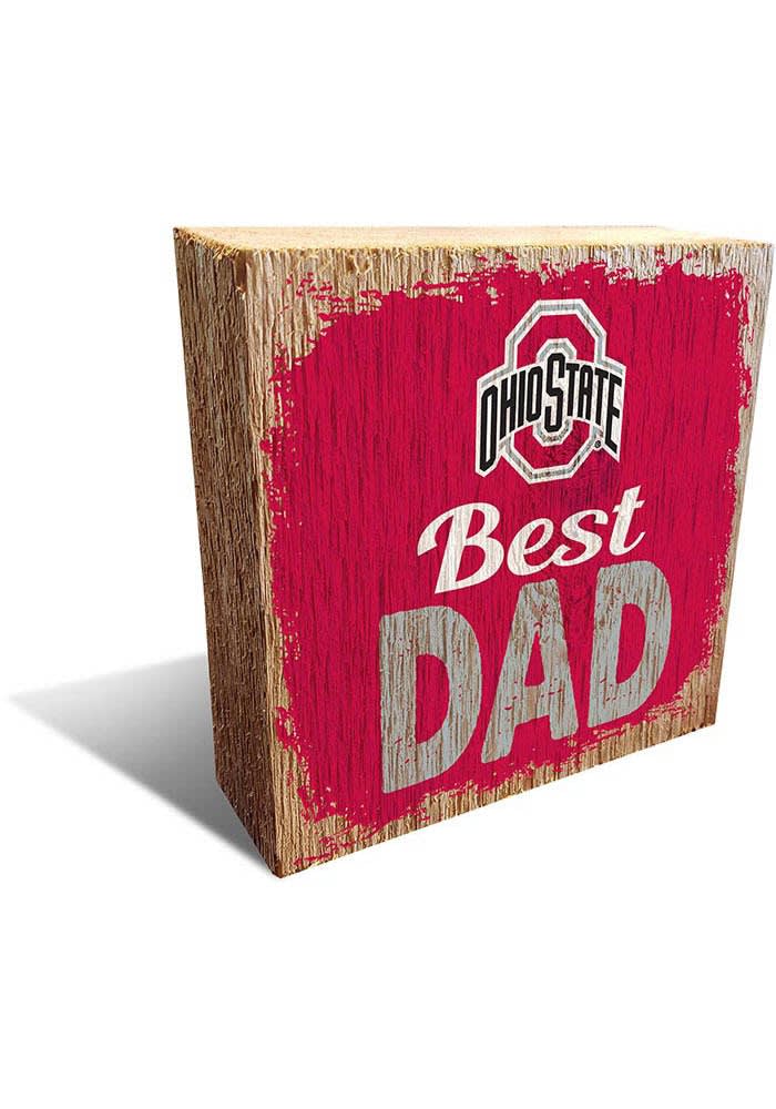 Ohio State Buckeyes Red Best Dad Block Sign - 326208402