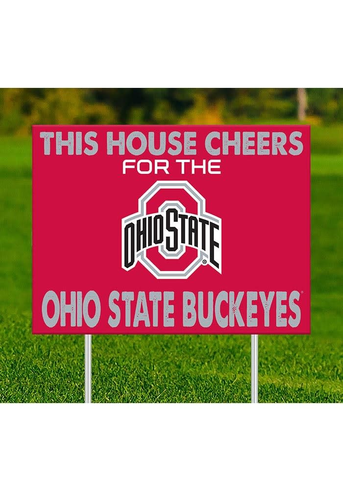 Ohio State Buckeyes Red This House Cheers For Yard Sign - 326208406