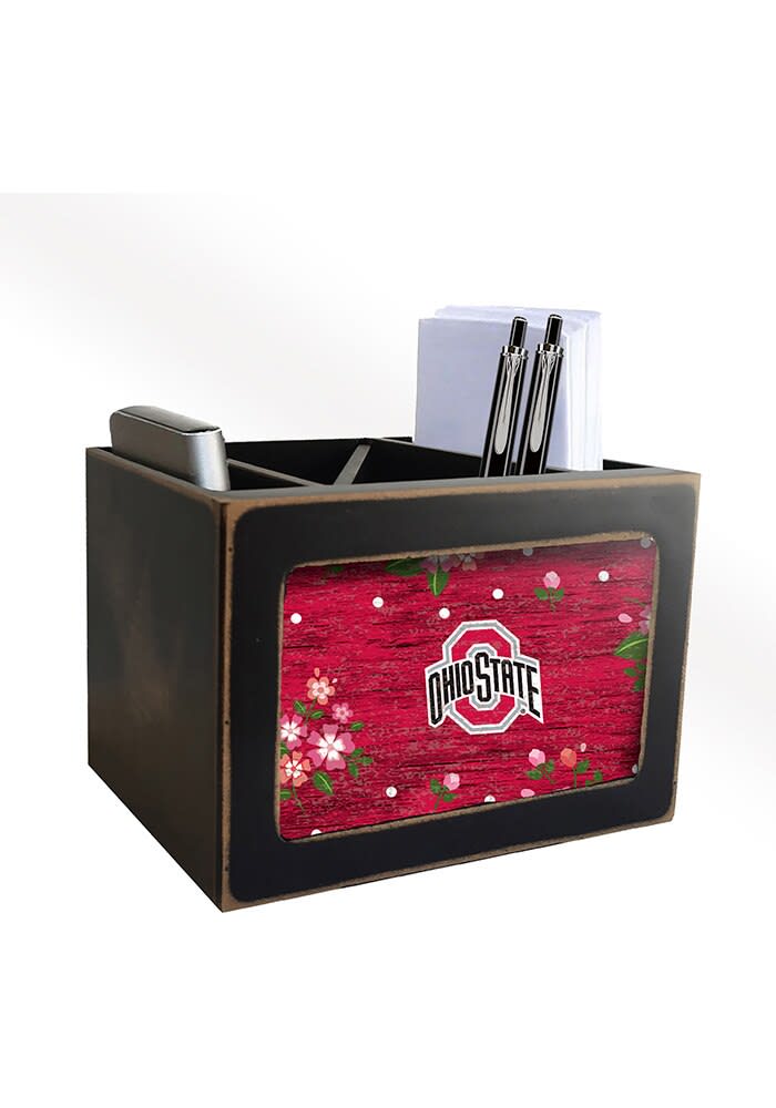 Ohio State Buckeyes Red Floral Desktop Organizer Desk Accessory - 326208447