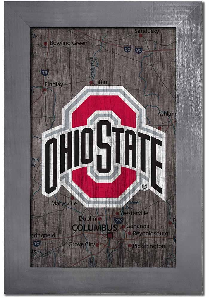 Ohio State Buckeyes Red City Map Sign - 326208469