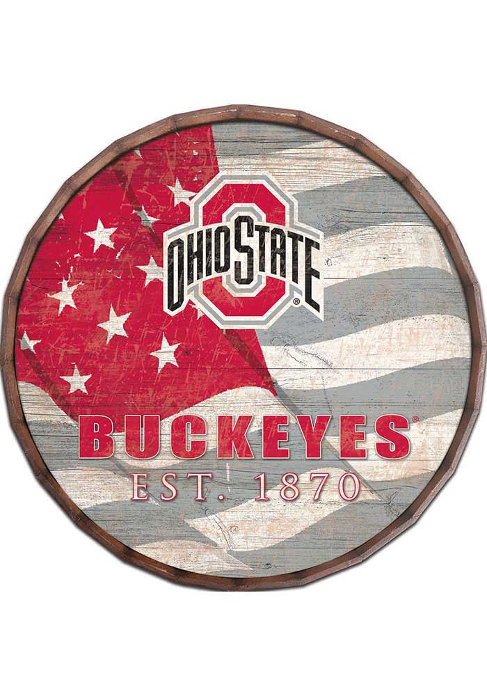 Ohio State Buckeyes Flag 24 Inch Barrel Top Sign Red - 326208534