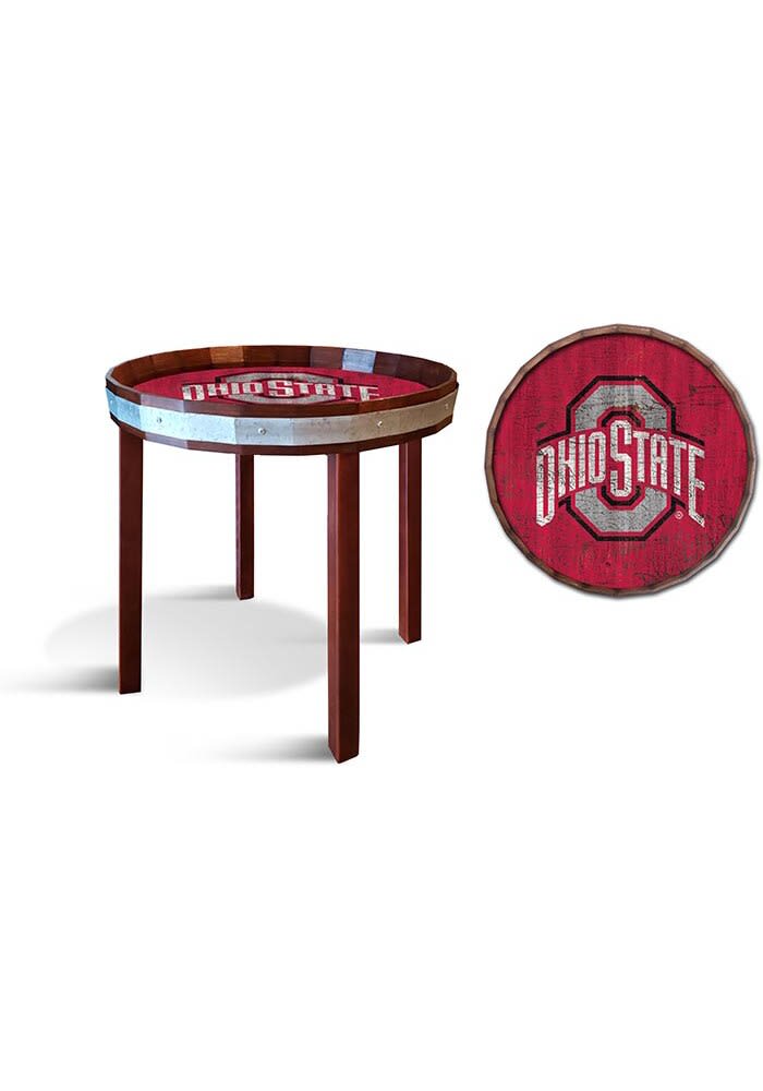 Ohio State Buckeyes 24 Inch Barrel Top Side Red End Table - 326208541