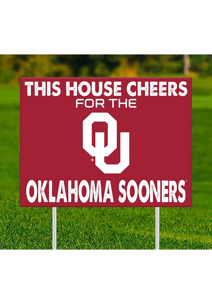 Oklahoma Sooners RED This House Cheers For Yard Sign - 326208666