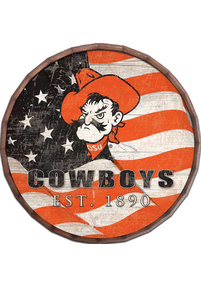 Oklahoma State Cowboys Flag 24 Inch Barrel Top Sign BLACK - 326209053