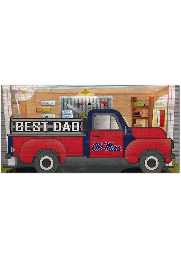 Ole Miss Rebels Best Dad Truck Sign Blue - 326209094