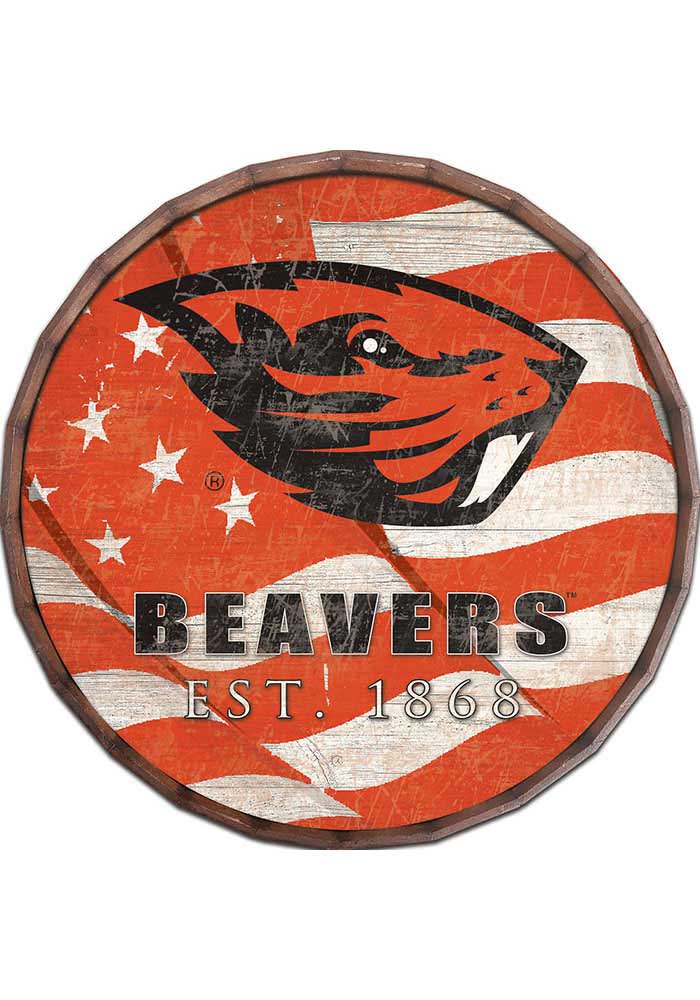 Oregon State Beavers Flag 24 Inch Barrel Top Sign ORANGE - 326209588