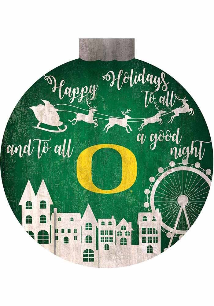 Oregon Ducks GREEN Christmas Village Sign - 326209677