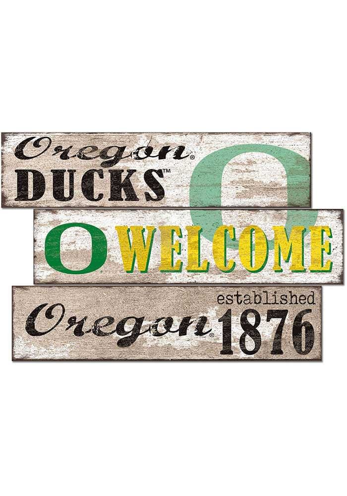 Oregon Ducks Welcome 3 Plank Sign GREEN - 326209826