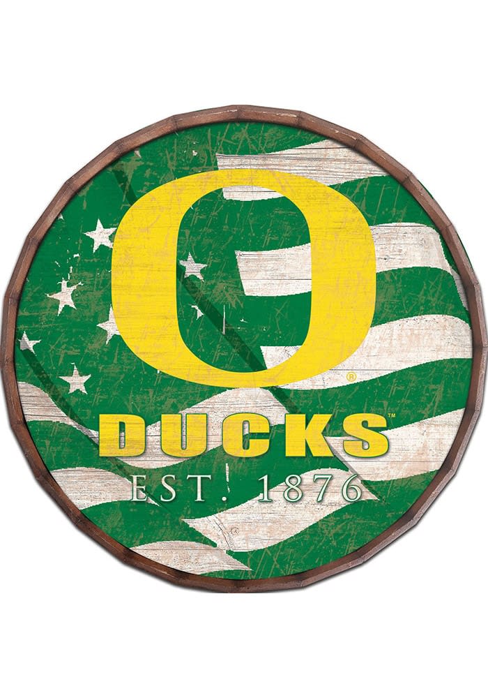 Oregon Ducks Flag 16 Inch Barrel Top Sign GREEN - 326209843