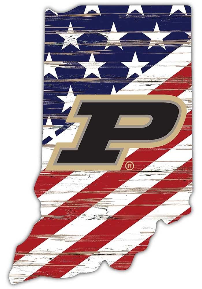 Purdue Boilermakers 12 Inch USA State Cutout Sign BLACK - 326210216