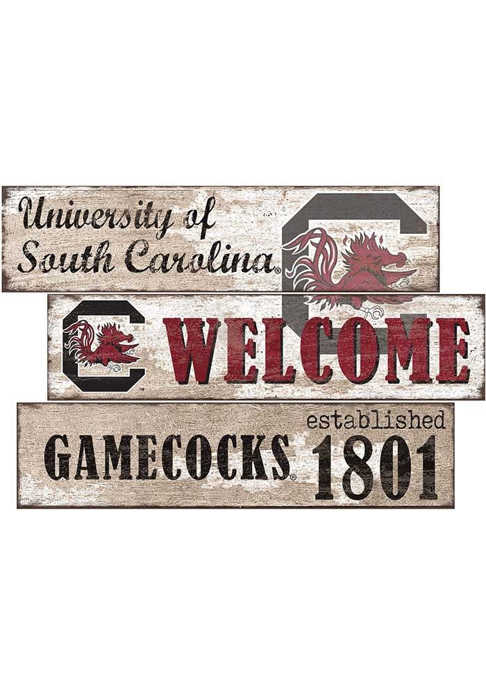 South Carolina Gamecocks Welcome 3 Plank Sign RED - 326210623