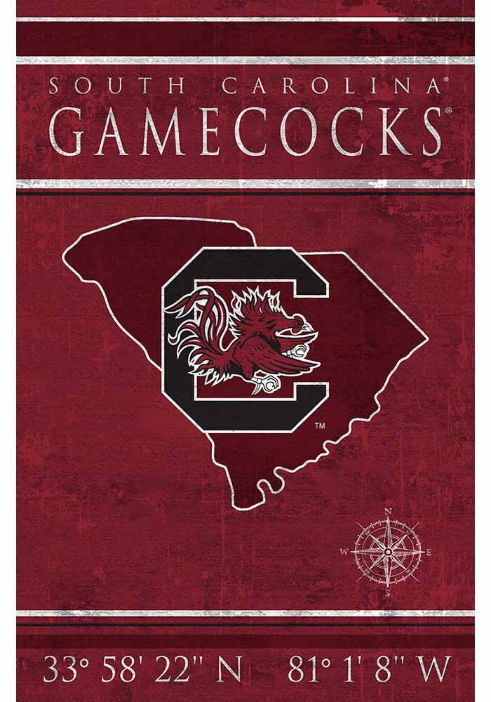 South Carolina Gamecocks Coordinates 17x26 Sign RED - 326210643