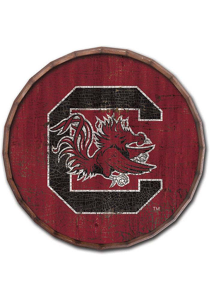 South Carolina Gamecocks Cracked Color 24 Inch Barrel Top Sign Red