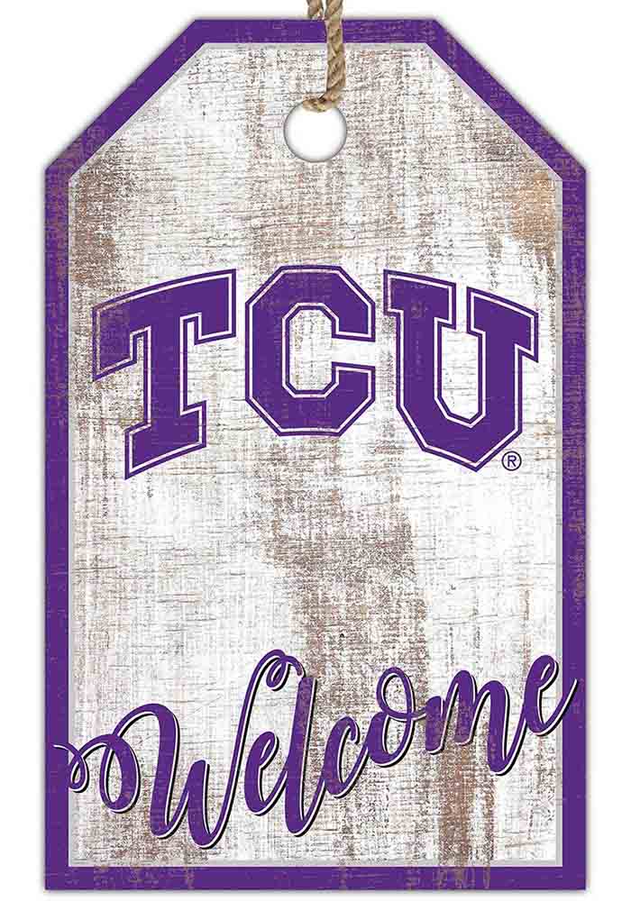 TCU Horned Frogs Welcome Team Tag Sign PURPLE - 326211115