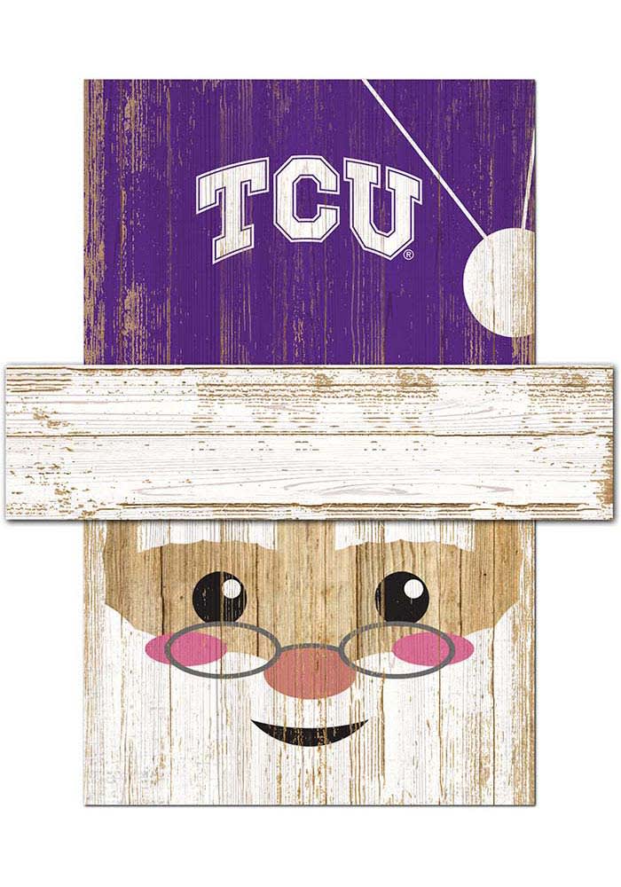 TCU Horned Frogs Santa Head Sign PURPLE - 326211140