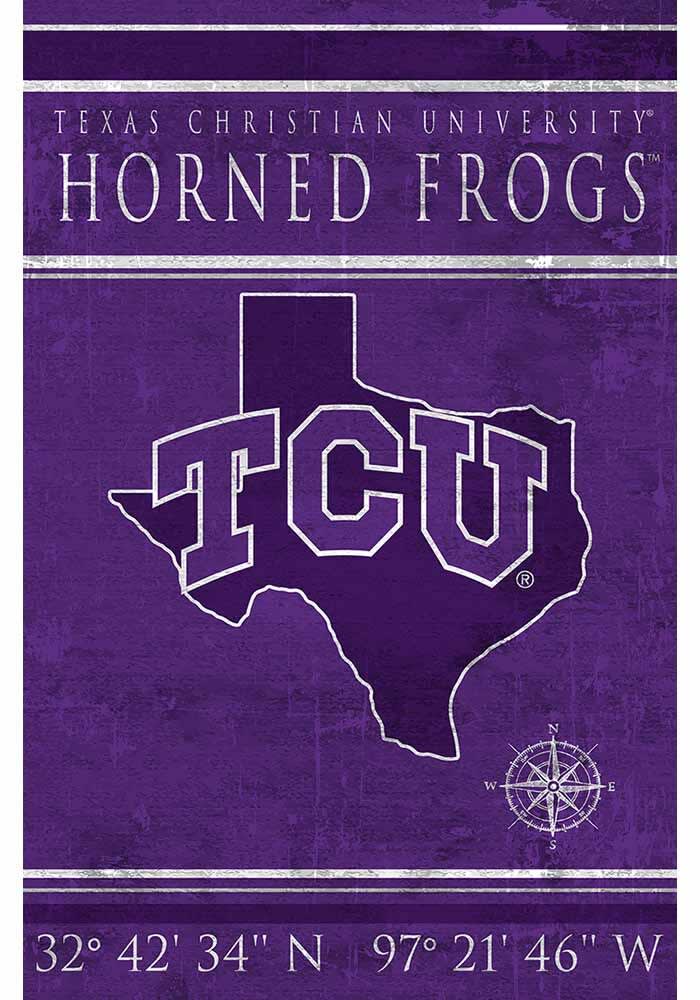 TCU Horned Frogs Coordinates 17x26 Sign PURPLE - 326211178