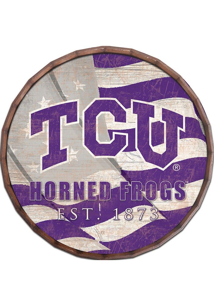 TCU Horned Frogs Flag 24 Inch Barrel Top Sign PURPLE - 326211189