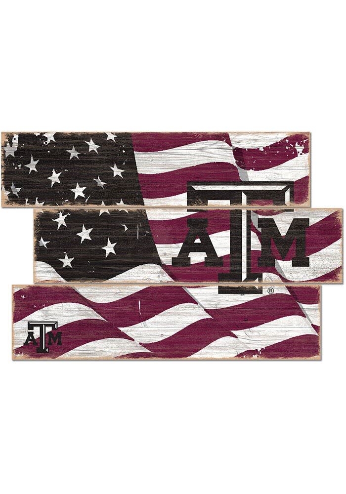 Texas A&M Aggies Flag 3 Plank Sign MAROON - 326211697