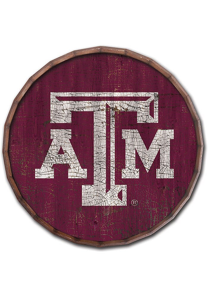 Texas A&M Aggies Cracked Color 16 Inch Barrel Top Sign Maroon