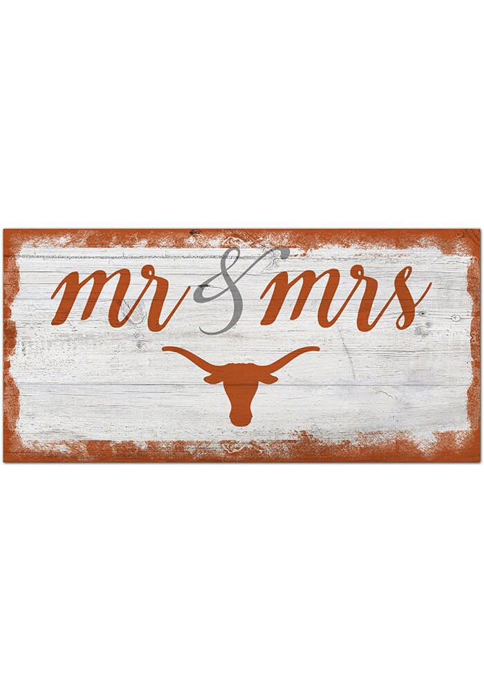 Texas Longhorns Script Mr and Mrs Sign BURNTORANGE - 326211755