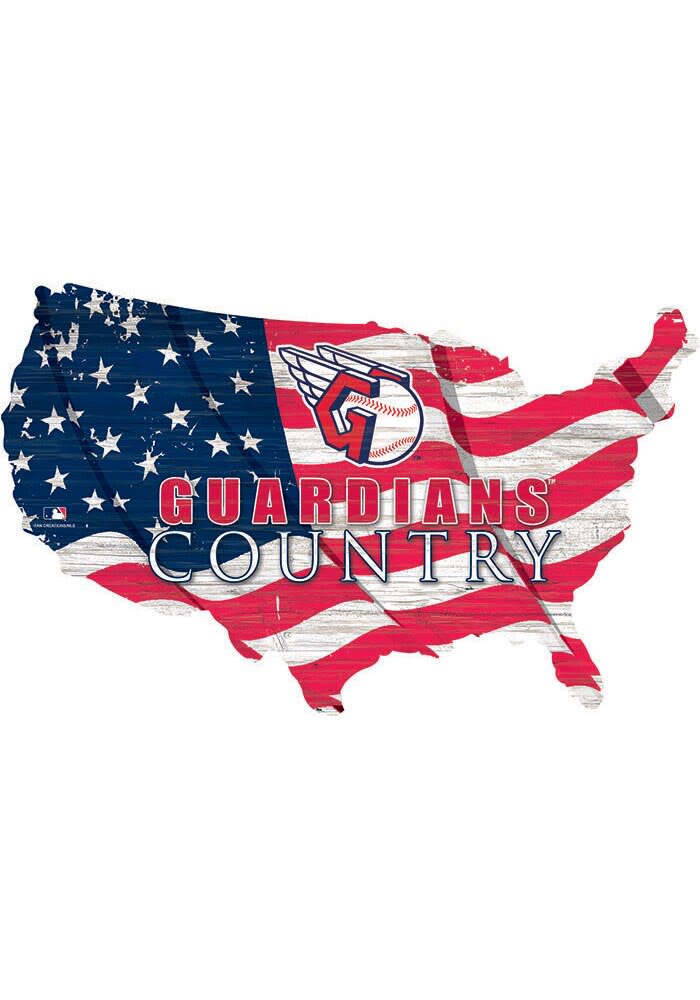 Cleveland Guardians USA Shape Flag Cutout Sign Red - 32621187